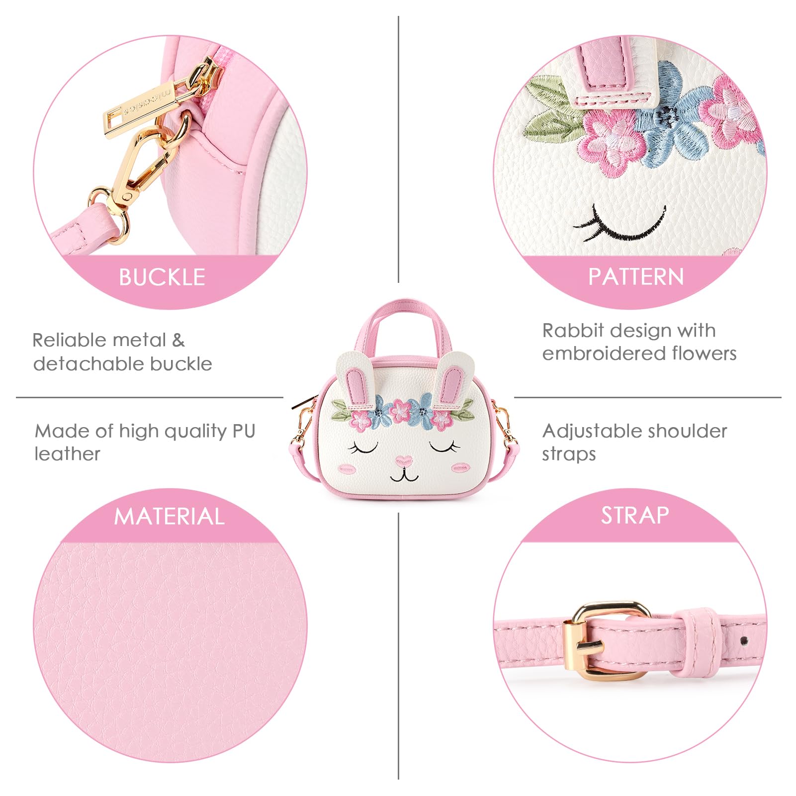 mibasies Toddler Purse for Little Girls Handbags Kids Age 3-8 Bunny purse