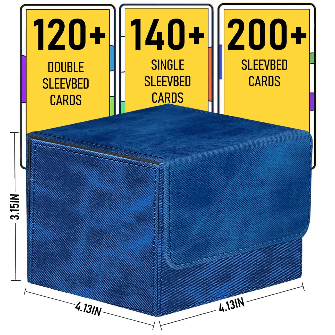 Scimi Commander leather Deck Box, designed specifically for Magic: The Gathering (MTG) and Trading Card Game (TCG) enthusiasts, hold over 100 sleeved cards (Blue)