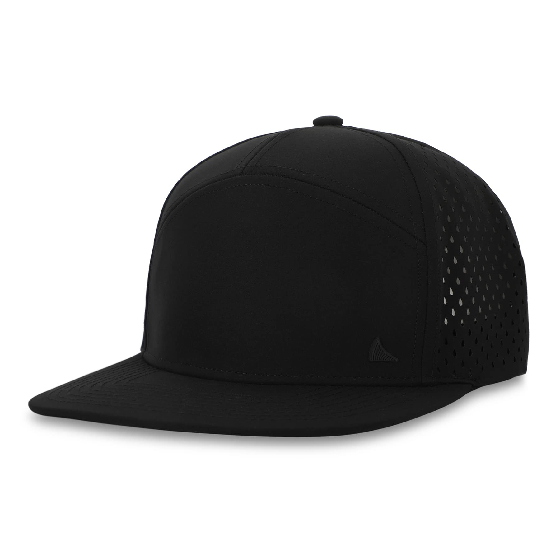 Salt Mafia 7-Panel Flat Brim Water-Resistant Performance Snap Back Hat, Blackout