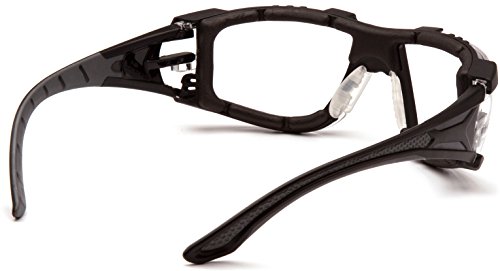 Pyramex Endeavor Plus Safety Glass Black/Gray Frame With Foam Padding Clear H2MAX Anti-fog Lens