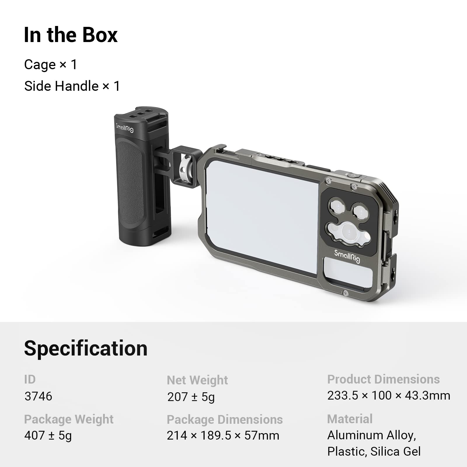 SmallRig Video Rig Kit for iPhone 13 Pro with Side Handles, Aluminum Mobile Phone Stabilizer Kit with Dual Cold Shoe, Smartphone Video Rig Set for Filmmaking/Videography/Live Streaming-3746