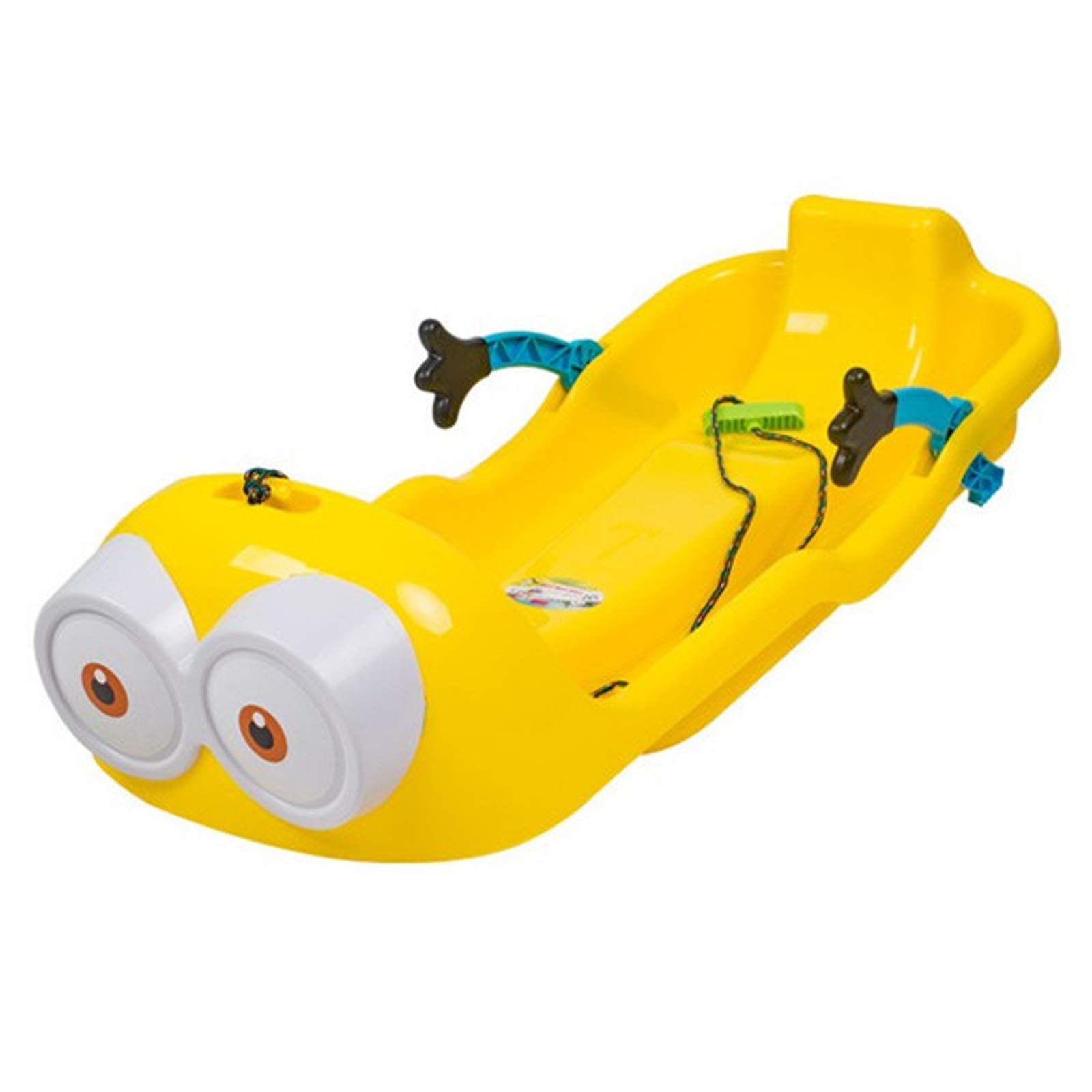 QILIN Double Sled, Outdoor Plastic Sled Set, with Handle, Pull Rope and Brake Performance, Suitable for Large Downhill Skis for Children and Adults, Yellow