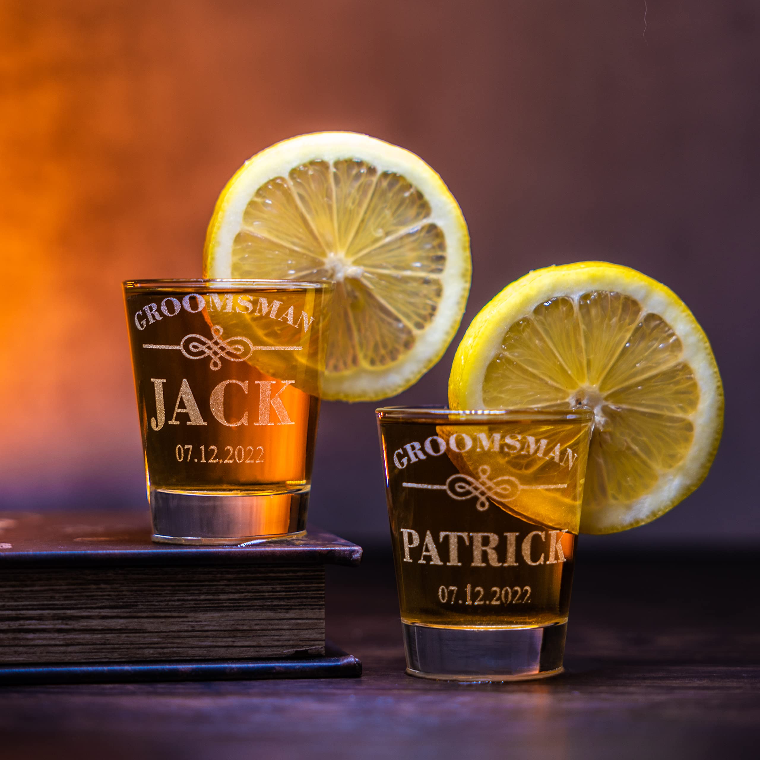 Personalized Shot Glasses Set of 6 β Groomsmen Glasses Drinking Set β Custom Drinking Glasses β Engraved Shot Glass Gifts for Men, Wedding, Best Man, Anniversary