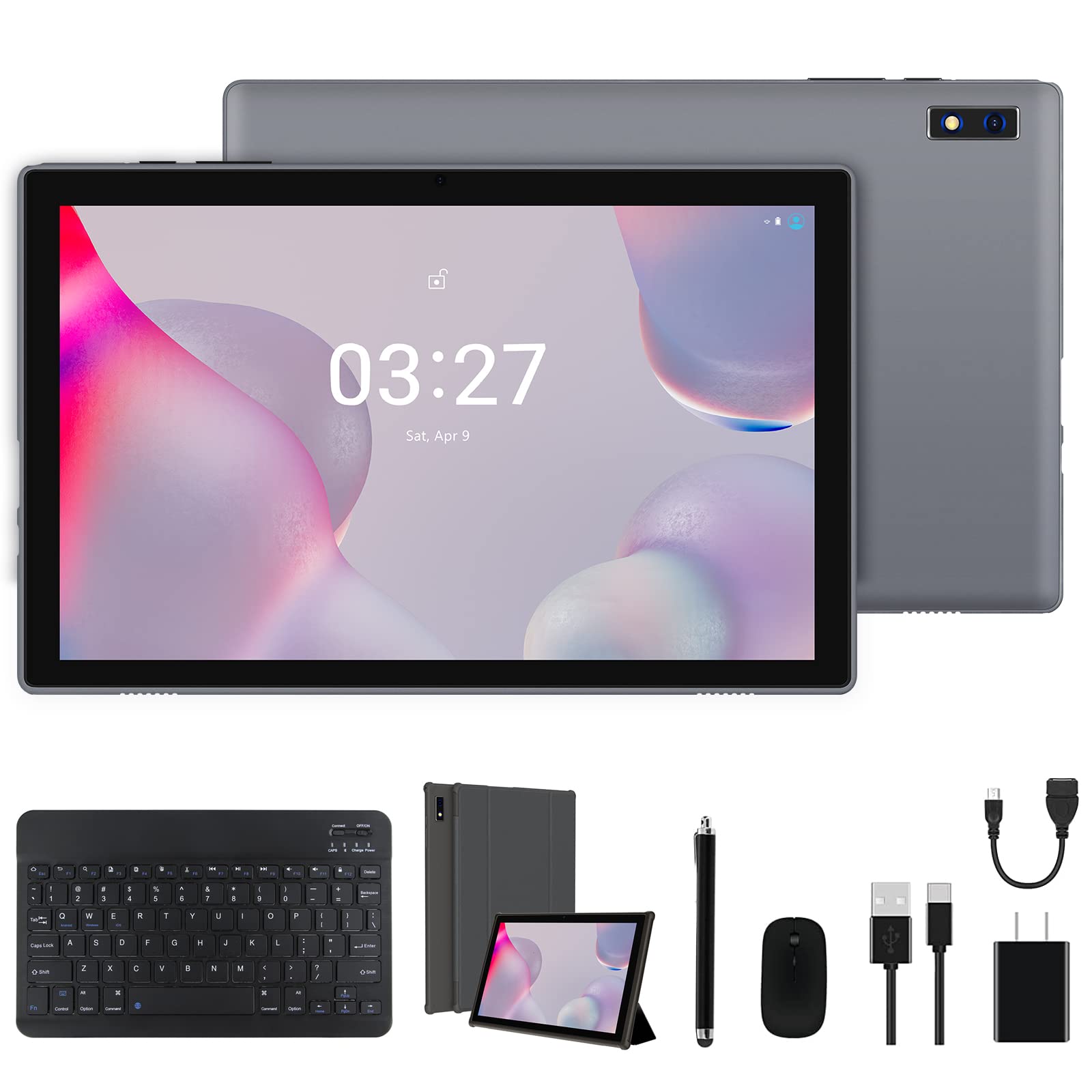 YOTOPT 10 Inch Android 11 Tablet, Octa-Core, 4GB RAM, 64GB ROM, Tablet with Keyboard Case, 8MP Dual Camera, WiFi, Bluetooth, Google GMS, USB-C, OTG, 2 in 1 Android Tablet PC