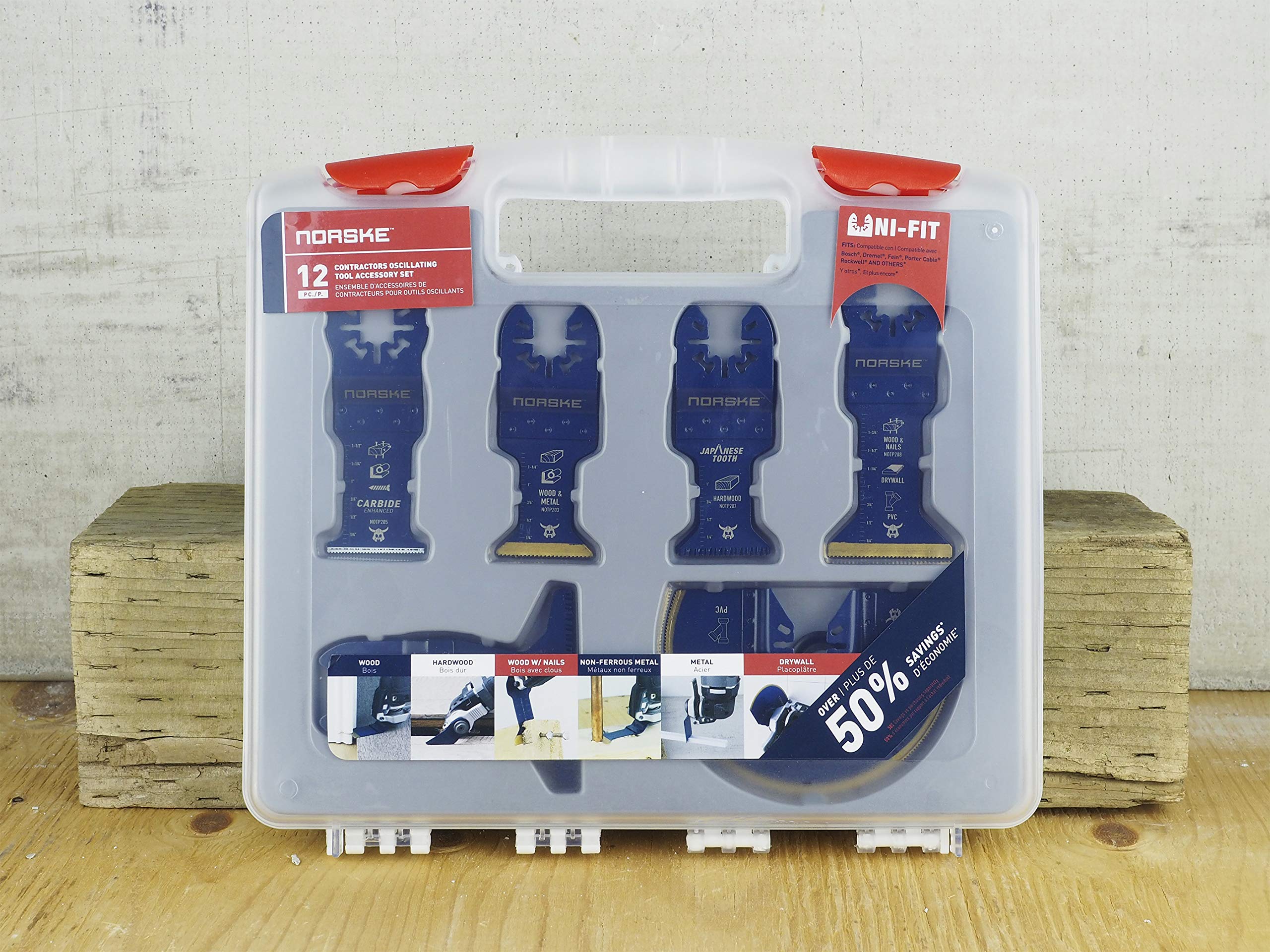 Norske Tools NOTP275 12Piece Universal Fit Oscillating Multi Tool Accessory Blade Set