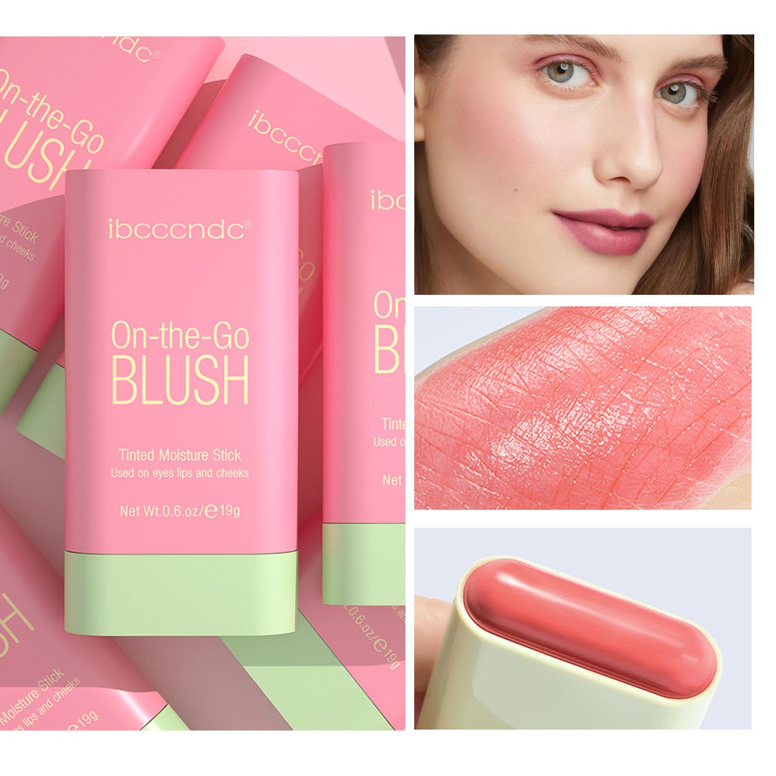 Multi-Use Makeup Blush Stick | Solid Moisturizer Stick | Shadow Lips Cheek Blusher Pink Red Orange Waterproof Peach Creamy Makeup (3#coral orange)