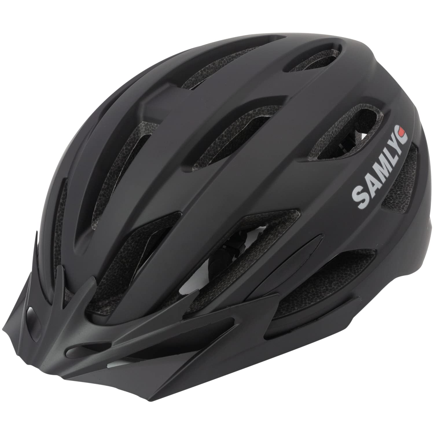 SAMLYC Mountain Bike Helmet MTB Bicycle Cycling Helmets with Adjustable and Detachable Visor for Adult Women Men Dark Black