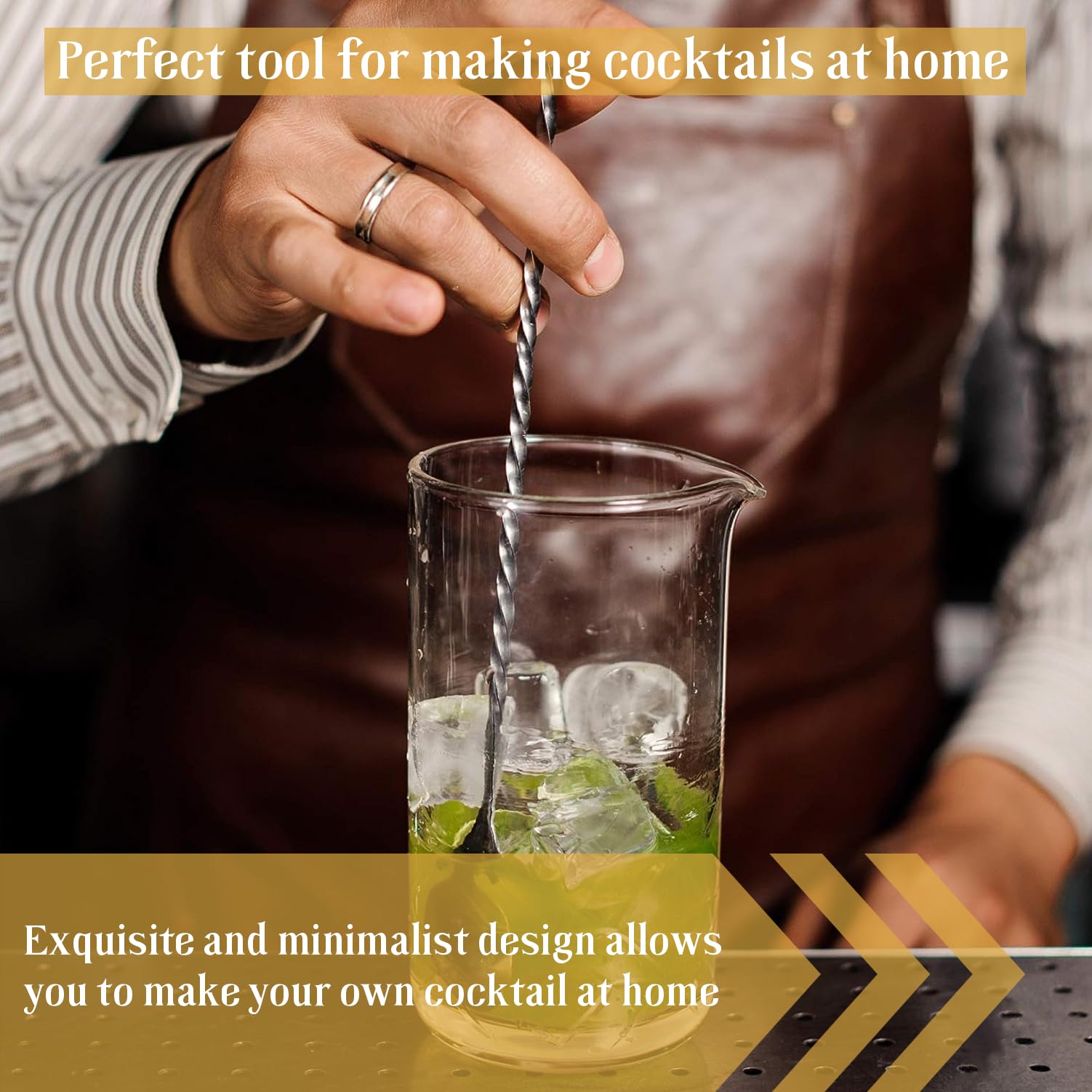 Ortarco 12 Inch Stainless Steel Bar Spoon for Cocktail Mixing with Spiral Handle Silver