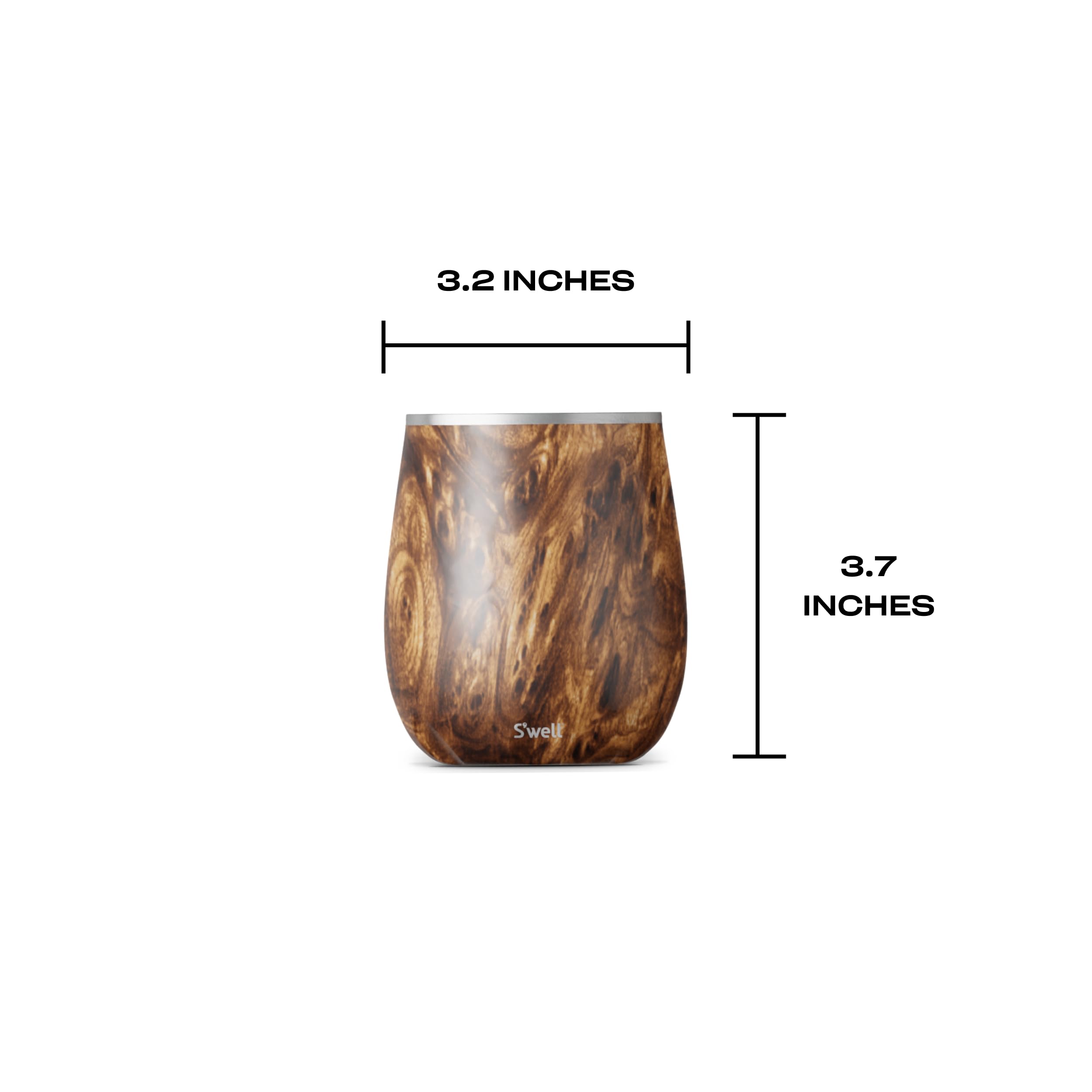 S'well Stainless Steel Wine Tumbler - 9 Fl Oz - Teakwood - Triple-Layered Vacuum-Insulated Container Designed to Keep Drinks Colder, Longer - BPA-Free Barware Accessories