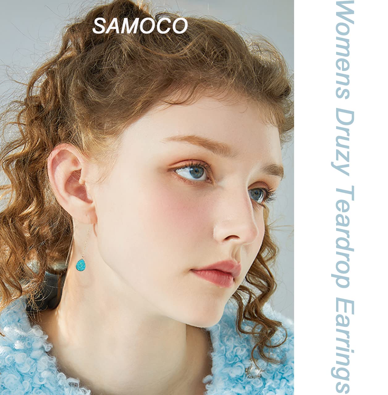 SAMOCO 8Pairs Simulated Druzy Dangle Crystal Earrings for Women Boho Drop Multicolor Earrings for Women