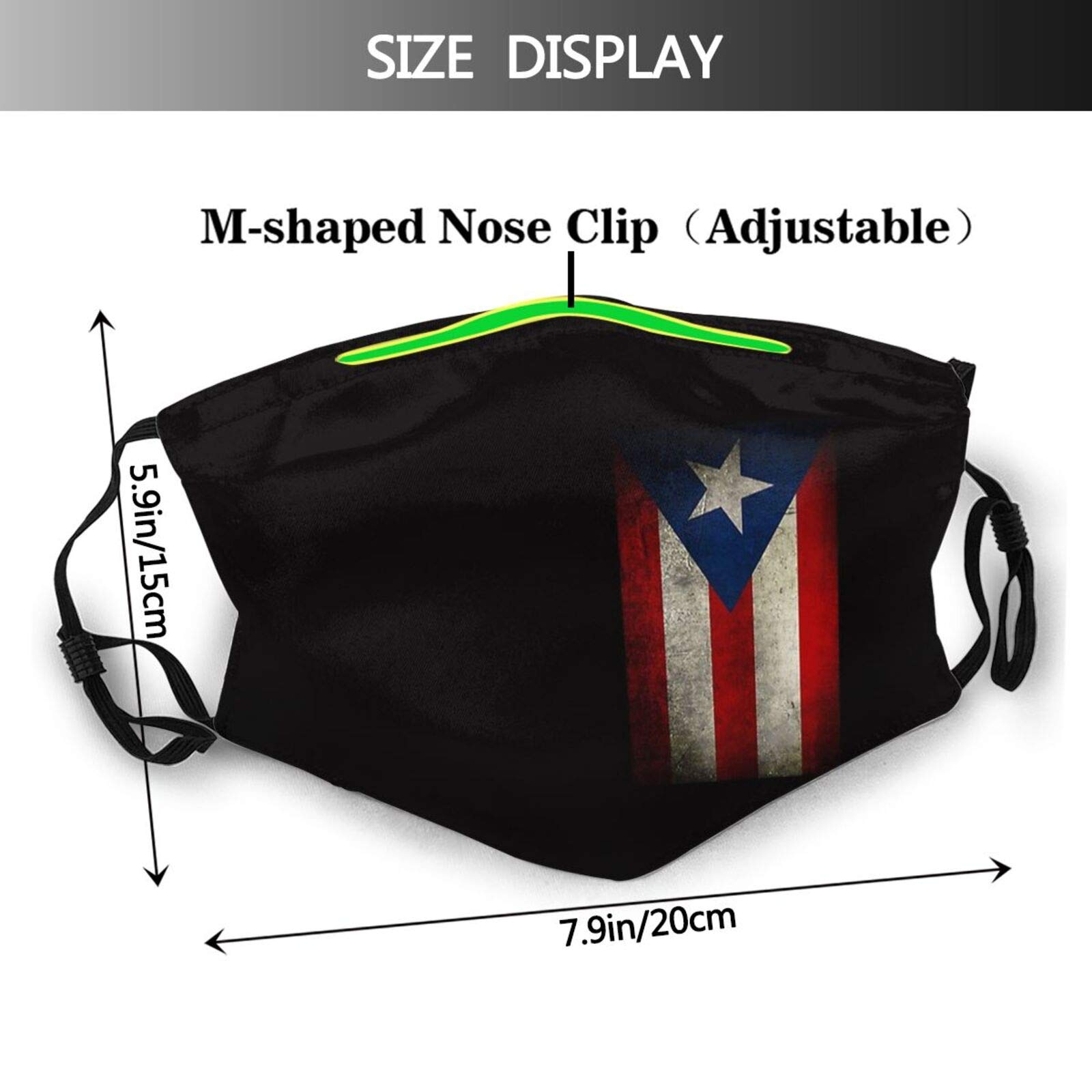Puerto Rico Face Mask Unisex Balaclava Mouth Cover With Filter Windproof Dustproof Adjustable