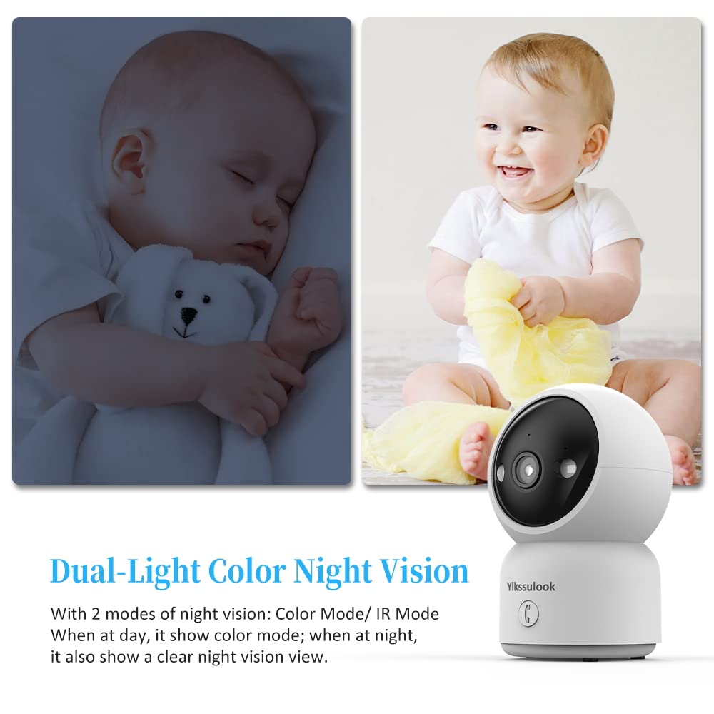 Ylkssulook 2PCS 3MP Indoor Smart Security Camera,2.4G/5G WiFi Baby Monitor Camera&Wireless Pet Camera for Home Security,Motion Detection,Night Vision,One-Key Call/2 Way Audio,Free Cloud Storage