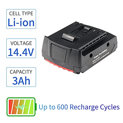 Powerost 3Ah 14.4V BAT607 Replacement Battery Compatible with Bosch 14.4V BAT607G BAT614 BAT614G 2607336150 2607336223 Cordless Power Tools Battery