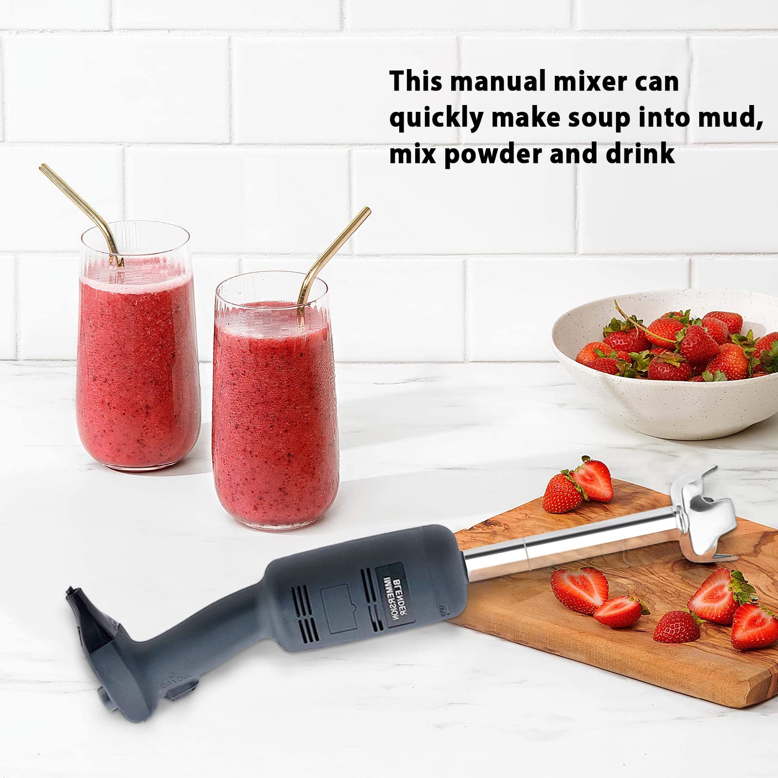 Li Bai 22 in Heavy Duty Immersion Blender Handheld Kitchen, Hand Blenders for Kitchen, Commercial Mixer Electric, 750W Detachable Shaft Adjustable Variable Speed, Emulsifier Blender Handheld