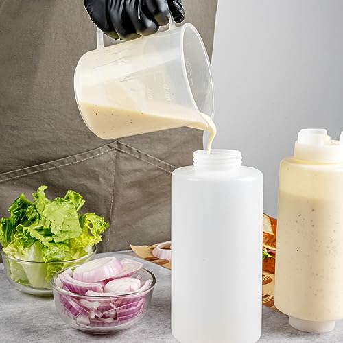 Restaurantware 32oz. FIFO Inverted Plastic Squeeze Bottle with Refill and Dispensing Lids - First In First Out - Perfect for Restaurants Catering and Food Trucks - 1ct box