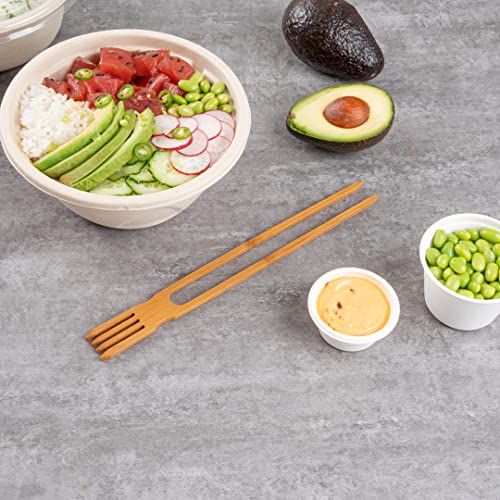 Restaurantware 10 Inch All-In-One Chopsticks With Fork 100 Multi-Functional Chopstick Utensil Combo - Durable Sustainable Bamboo Fork Chopsticks For Home Travel Or Take Out