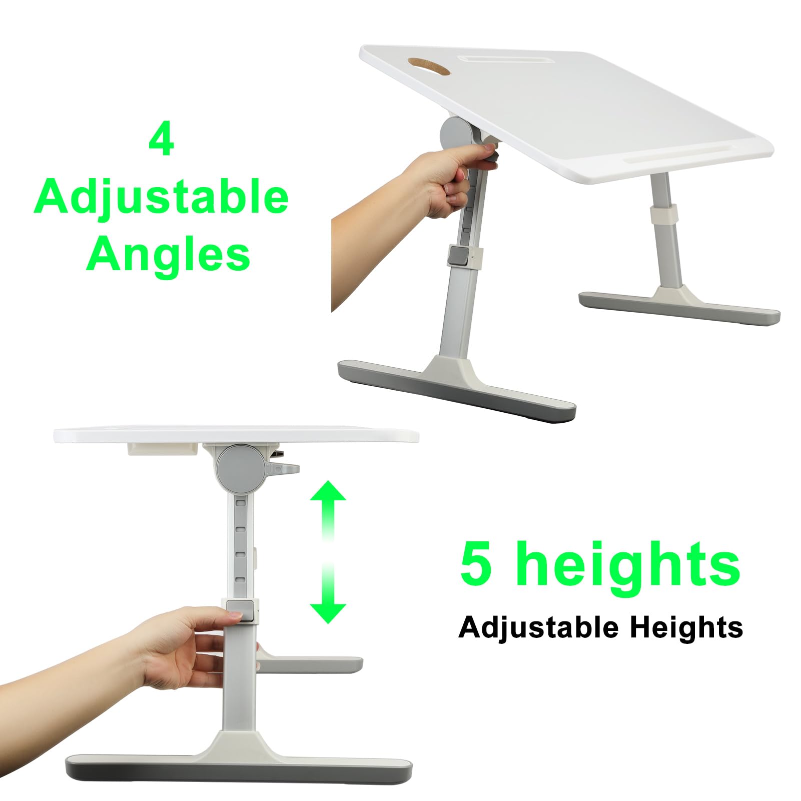 Laptop Bed Tray Desk, Height&Angle Adjustable Laptop Bed Table with Storage Drawer, Foldable Portable Lap Desk with Foldable Legs, Laptop Table for Bed/Sofa/Couch/Floor