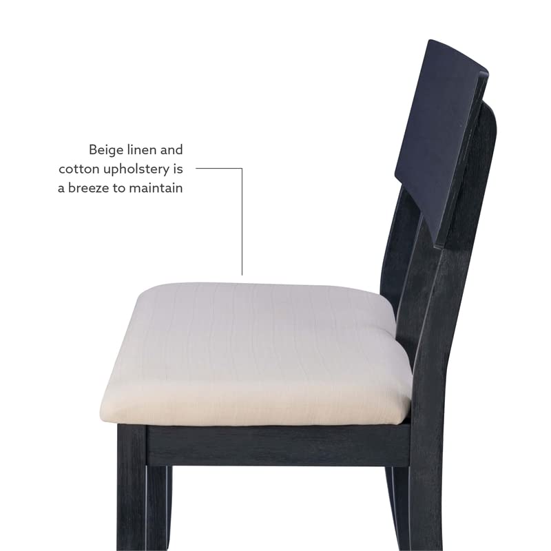 Linon Jordan Wood Dining Bench in Dark Charcoal Gray