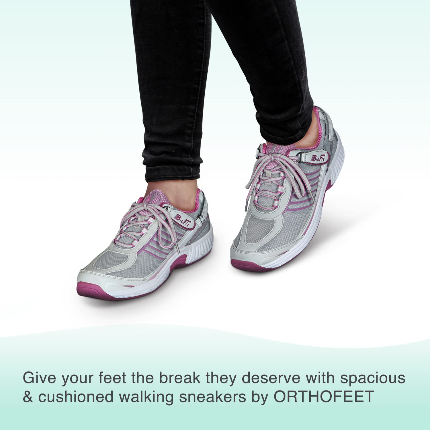 Orthofeet Women's Orthopedic Fuchsia Verve Tie-Less Sneakers, Size 7.5 Wide
