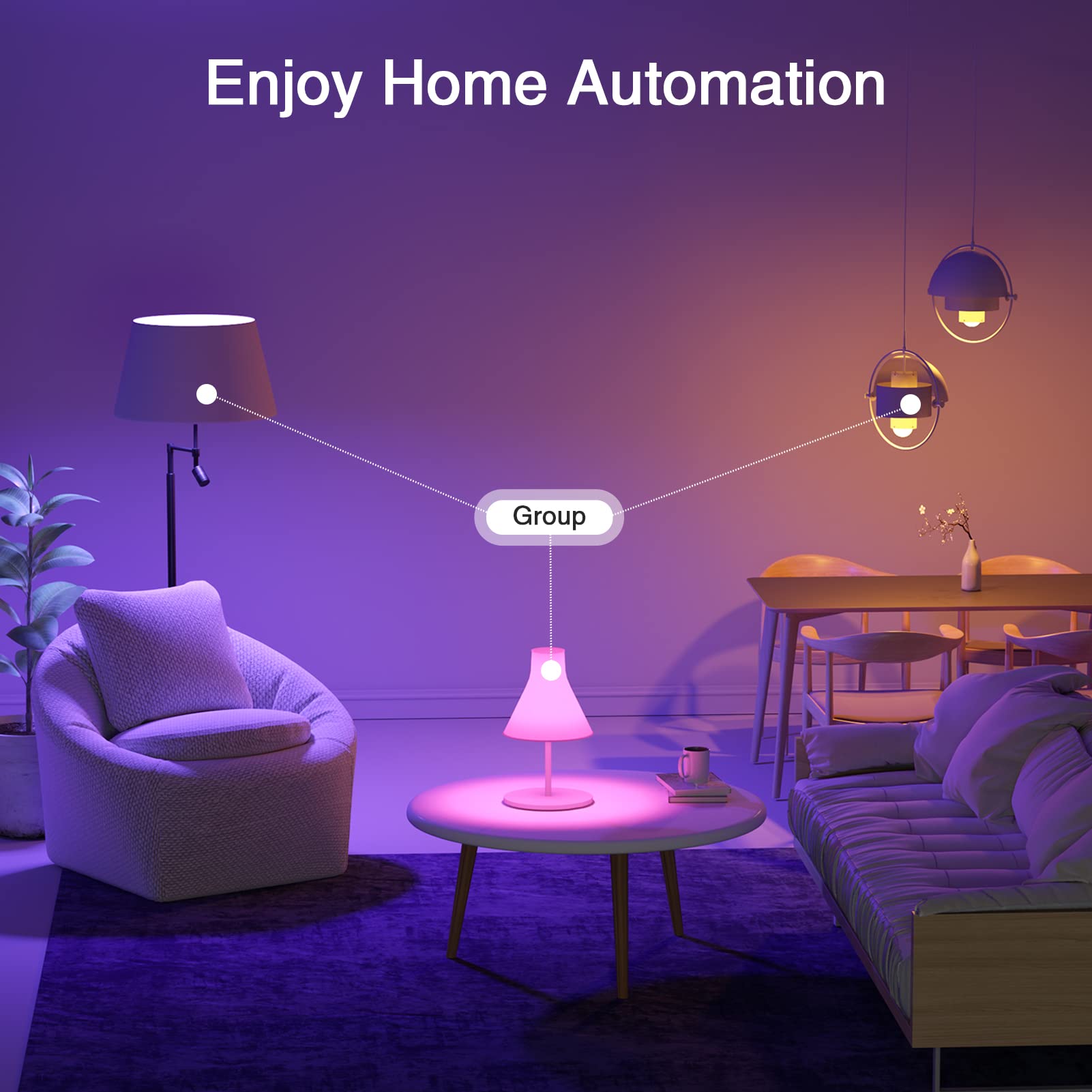 Smart Light Bulbs, Color Changing Smart Bulbs Compatible with Alexa Google Home No Hub Required, Wifi Light Bulbs A19 E26 75W Equivalent, Dimmable Multi-Color Led Light Bulb, 4 Pack