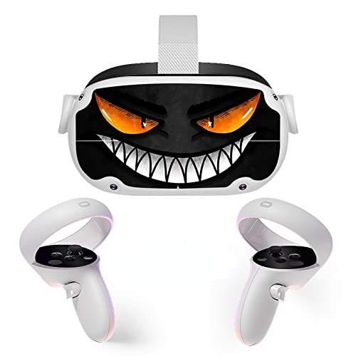 Skin Sticker PVC Decals Cute Cartoon Wrap Cover for Quest 2 VR Controller Headset Accessories (Black)