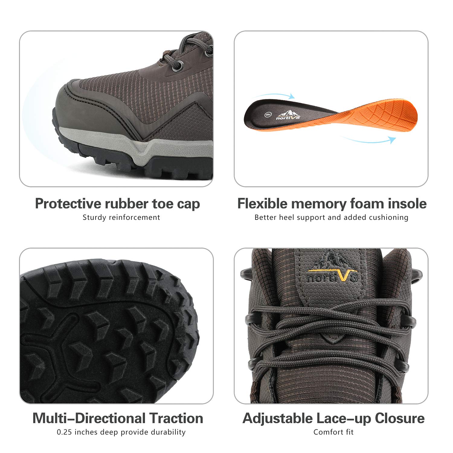 NORTIV 8 Men's Hiking Boots Waterproof Trekking Outdoor Mid Backpacking Mountaineering Shoes Size 9.5 M US Brown JS19005M