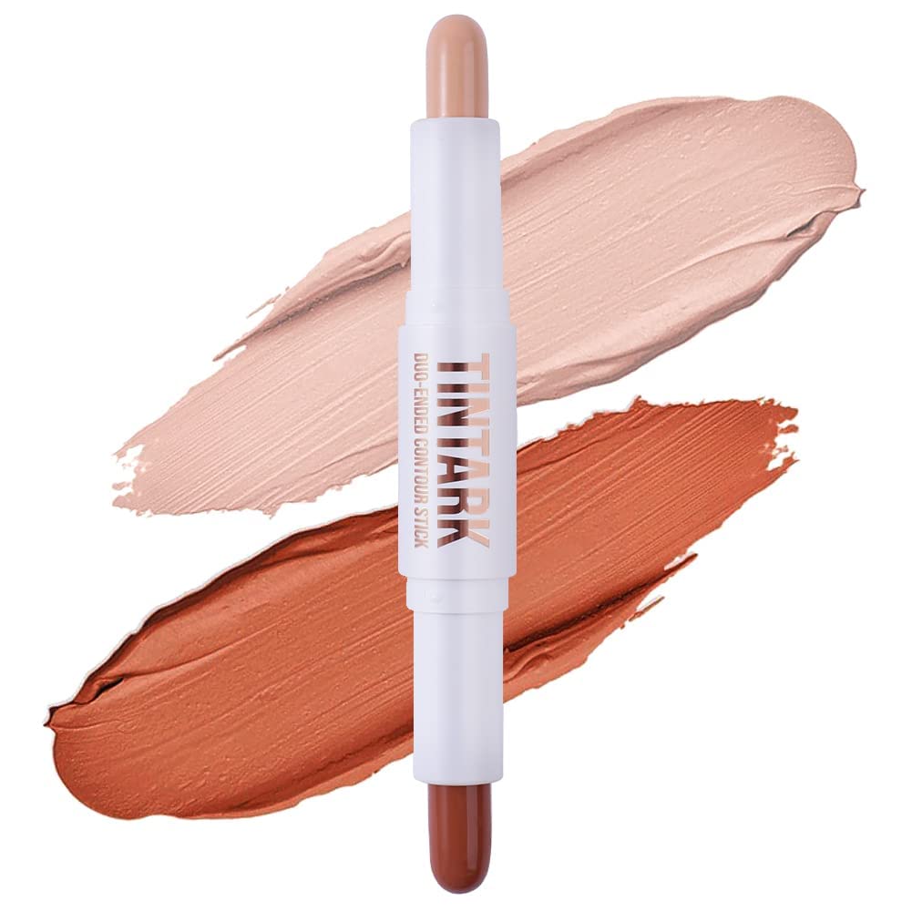TINTARK Duo-Ended Contour Stick For Face Eyes Cheeks, Concealer Makeup, Eyeshadow Stick, Balance Foundation Stick, Bronzer Makeup Crayon, Matte Finish Contouring Stick, 2 in 1 (Medium)