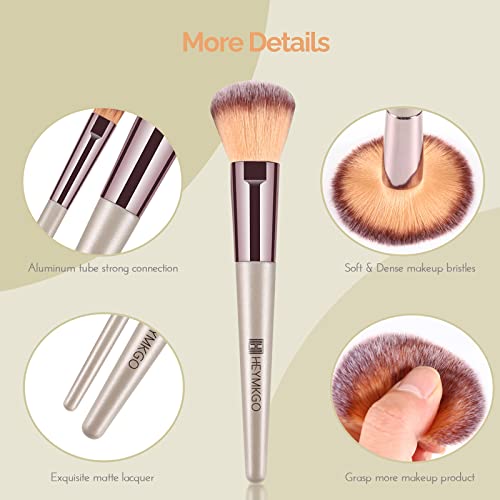 Makeup Brushes Set, HEYMKGO Portable Makeup Brush set professional Champagne Gold Premium Syntheti Foundation Brush Powder Concealers Eye Shadows Blush with Cosmetic Bag 10PCS Common Types