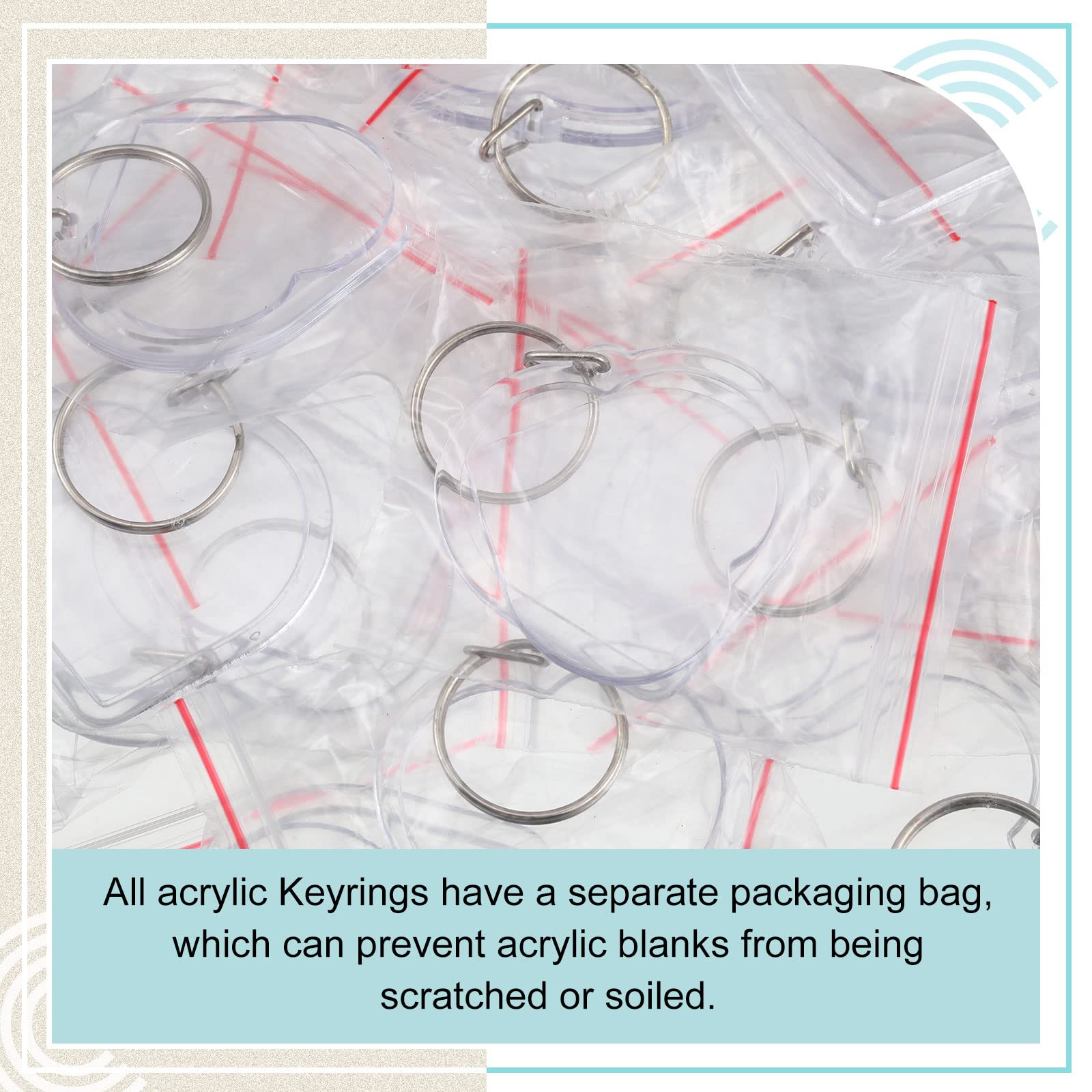 Yaomiao 50 Sets Acrylic Photo Frame Keychain with Tassels, Snap-In Custom Insert Photo Keyring Clear Blank Picture Keyring (Heart)