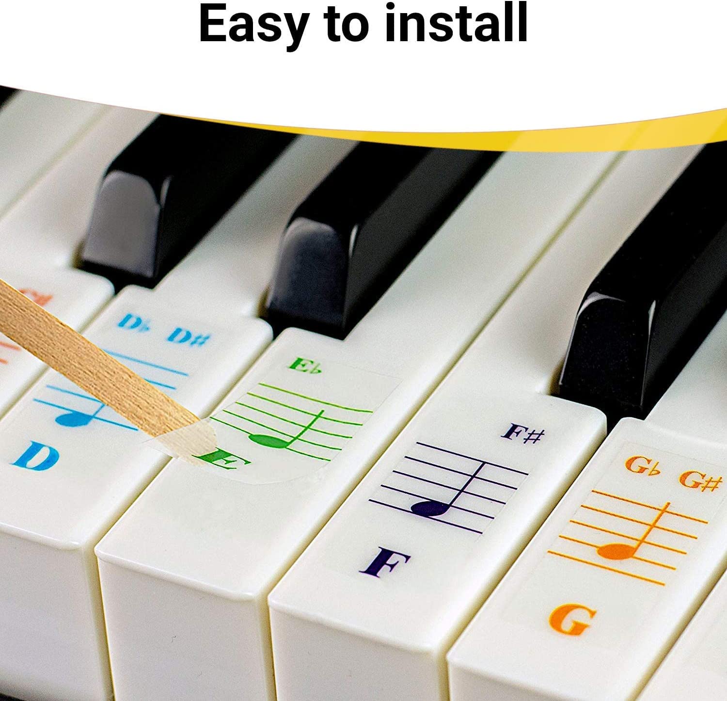 QMG Color Piano and Keyboard Stickers and Complete Color Note Piano Music Lesson and Guide Book 1 and Book 2 for Kids and Beginners; Designed and Printed in USA