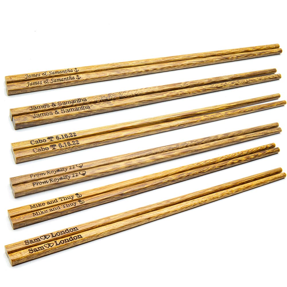 Personalized Reusable Chopsticks Wooden Chop Sticks for Beginners Custom Engraved Chopsticks Chinese Christmas Gifts Housewarming Gifts Unique House Warming Gifts for New Home (60PC)