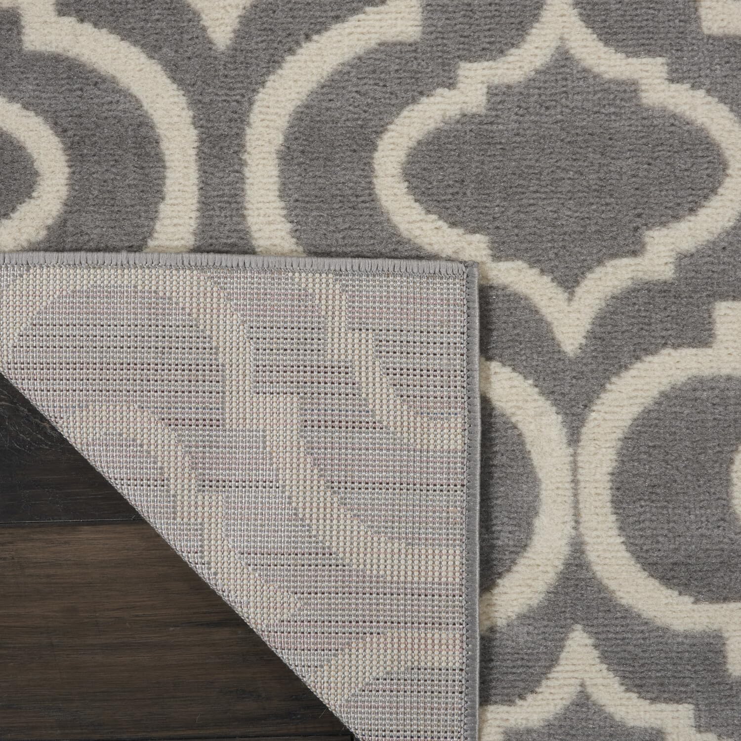 Nourison Jubilant Trellis Grey 2'3" x 7'3" Area -Rug, Easy -Cleaning, Non Shedding, Bed Room, Living Room, Dining Room, Kitchen (2x7)
