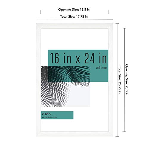 MCS Studio Gallery 16x24 Poster Frame White Woodgrain, Vertical & Horizontal Wall Hanging Large Picture Frame for Photos, Posters & Art Prints (2-Pack)