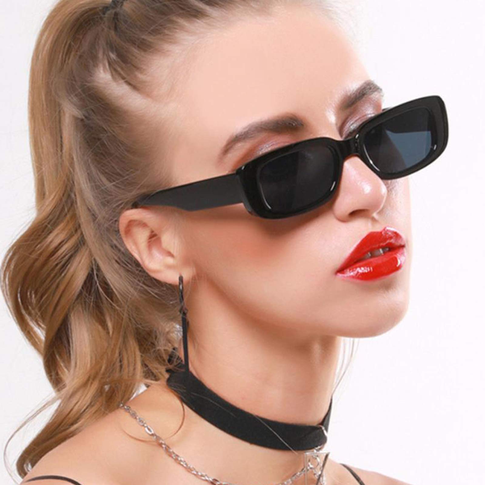 YQVIE 10 Pack Rectangle Sunglasses Bulk for Women Men Colorful Glasses for Bachelorette Party (10Black)