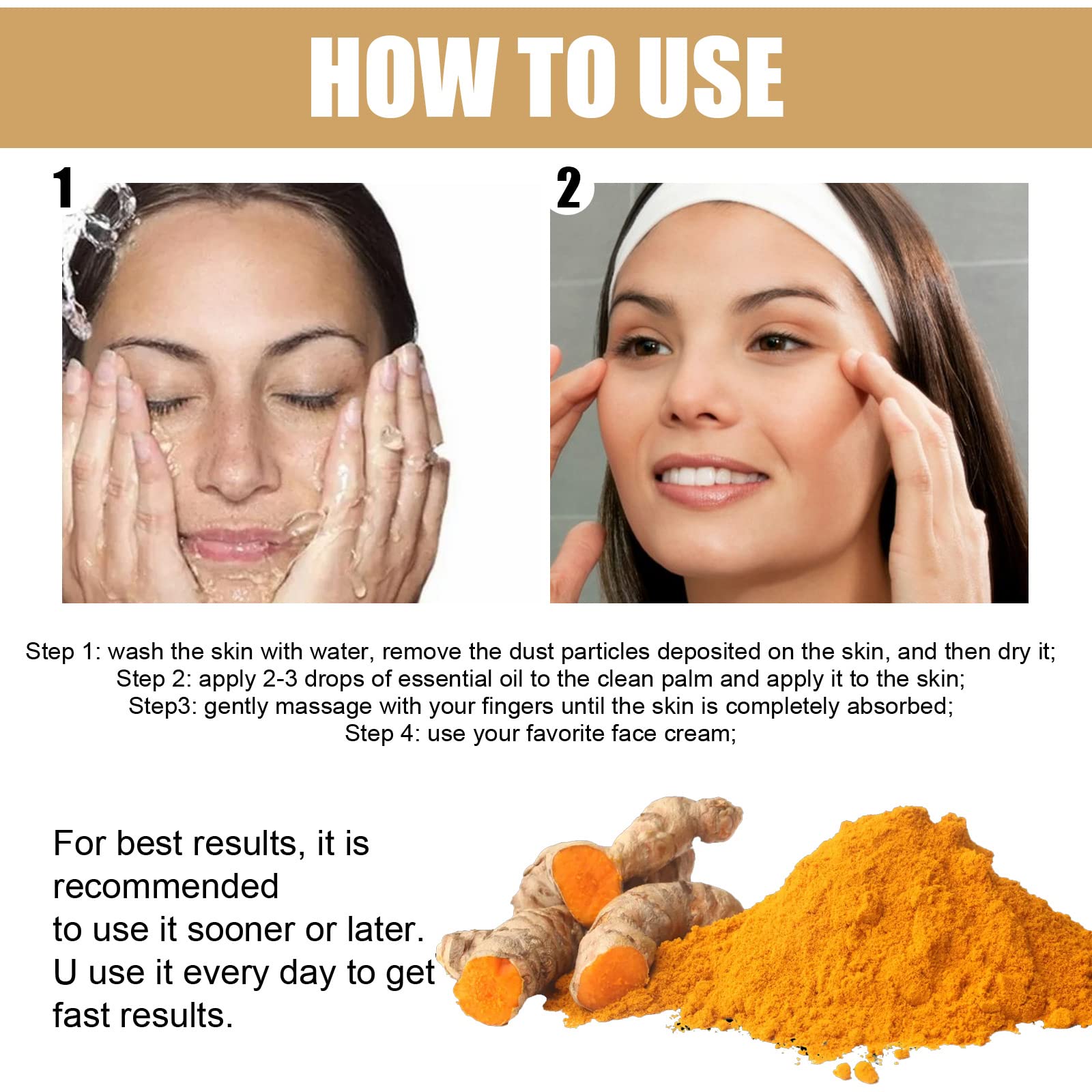 Turmeric Dark Spot Corrector Serum, Ksndurn 2PCS Turmeric Repair Face Serum - kin Care Moisturizing Repair Serum