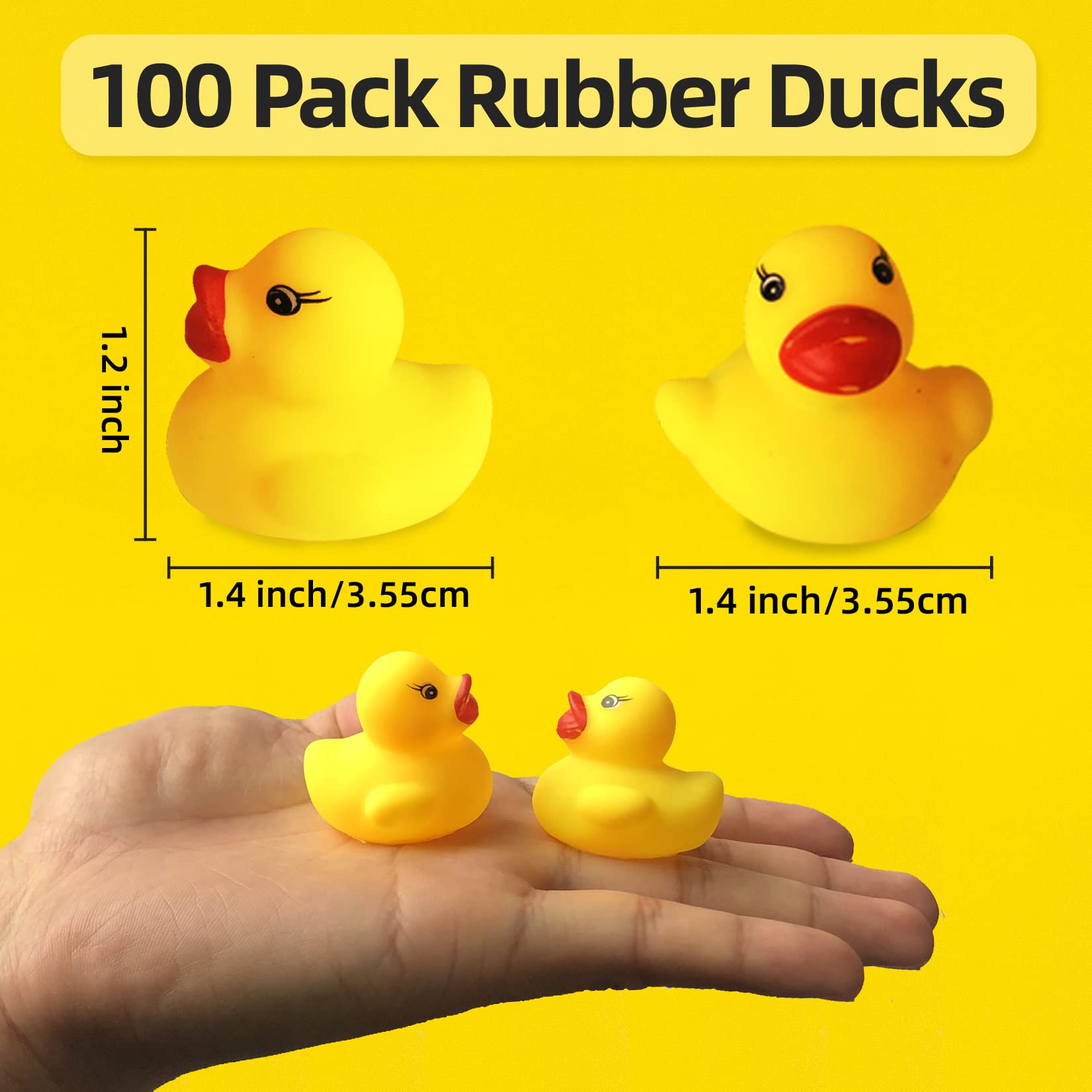Sunioine 100 Pack Mini Rubber Ducks Float Rubber Ducky Bath Toy, Tiny Rubber Ducks in Bulk for Shower Decoration Ducks Themed Birthday Party Favors Gift Classroom Prizes Fun Carnival Game Supplies