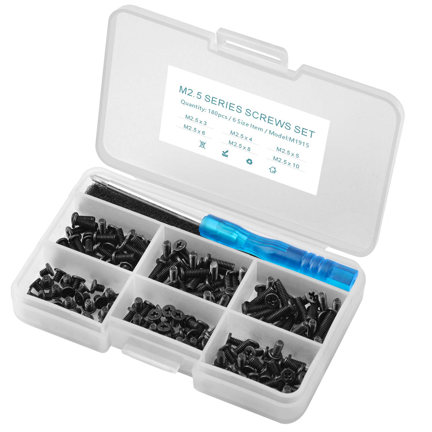 Mcsher Compatible with 180pcs M2.5 Series Laptop Screws Notebook Computer Screw Kit Set for IBM HP Dell Lenovo Samsung Sony Toshiba Gateway