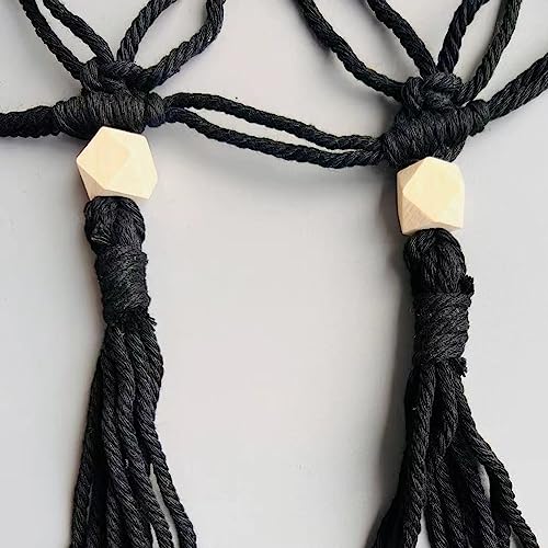 QCLILUA Boho Stuffed Animal Net or Hammock, Toy Hammock, Stuffed Animal Storage or Holder, Hanging in The Corner, 55" x 41" x 41" (Black)