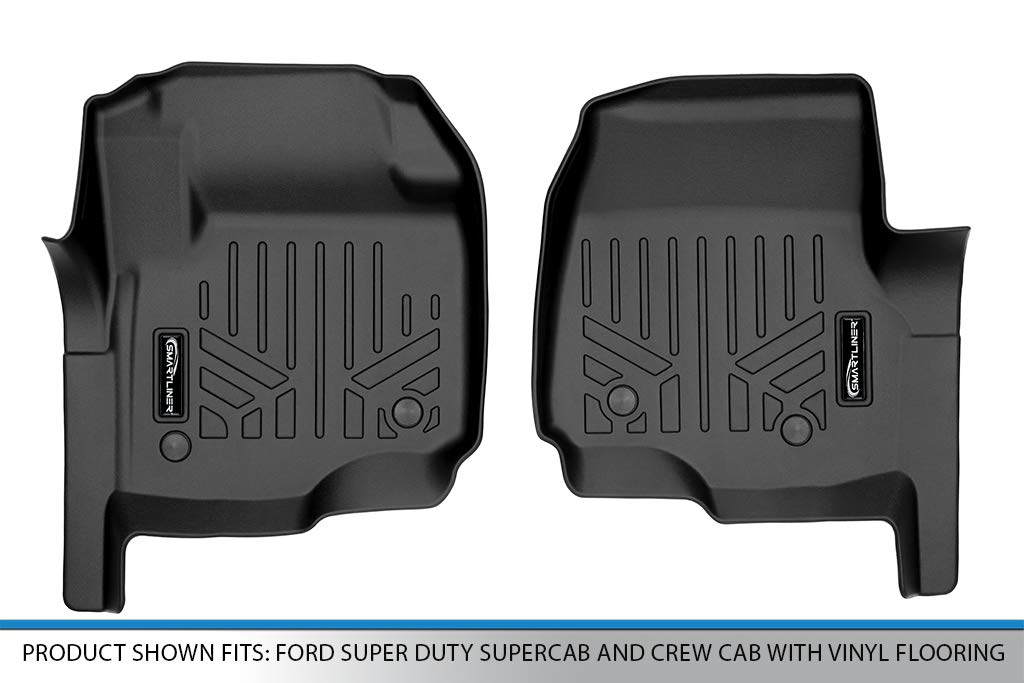 MAXLINER Custom Floor Mats 1st Row Liner Set Black Compatible with 2017-2022 Ford Super Duty SuperCab and Crew Cab with Vinyl Flooring