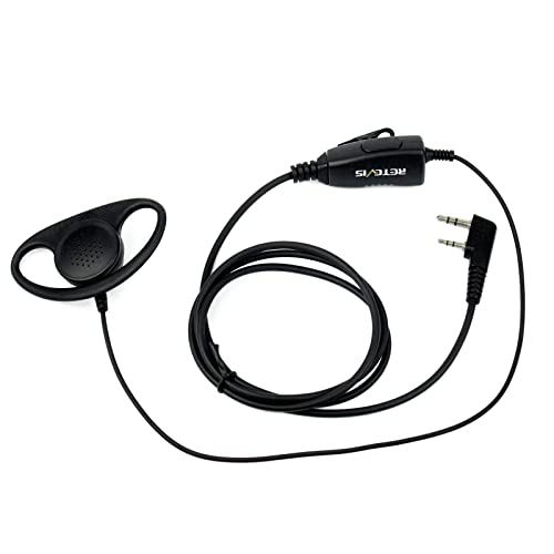 Retevis Case of 10, Walkie Talkies Earpiece with Mic 2 Pin D-Type Headset Compatible with Baofeng UV-5R BF-888S H-777 RT22 RT27 RT-5R Kenwood 2 Way Radios(10 Pack)