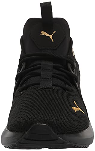 PUMA Women's Softride Enzo NXT Shine Lace Up Sneaker Black/Gold 6 Medium US
