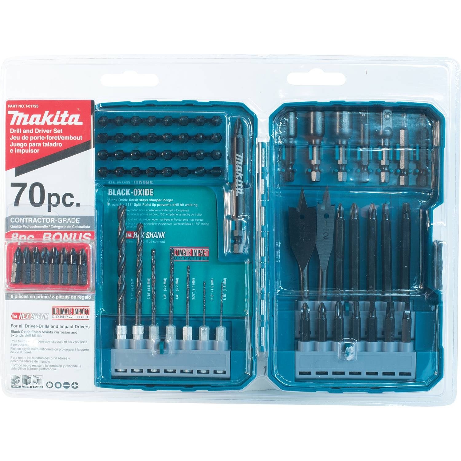Makita CT232 12V max CXT® Lithium-Ion Cordless 2-Pc. Combo Kit (1.5Ah) & T-01725 Contractor-Grade Bit Set, 70-Pc.