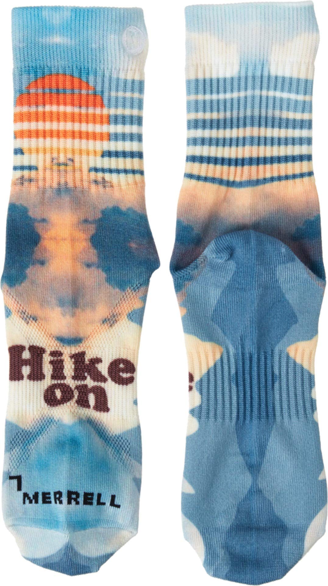 Merrell mens 1 Pack Hike on Printed Mid Crew Hiking Socks, Velvet Morning, Small-Medium US