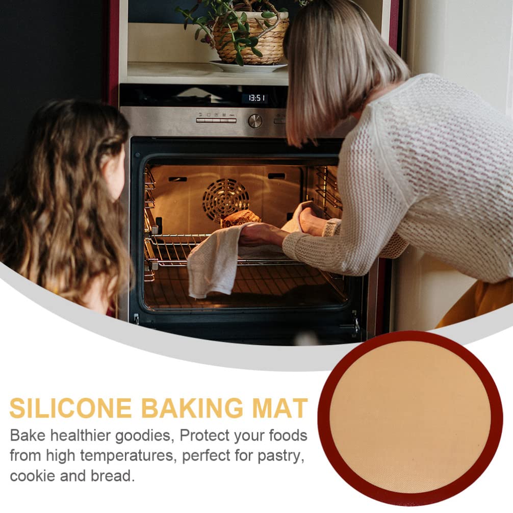 SOLUSTRE Silicone Baking Mats Reusable Non- Stick Pastry Mat Oven Liner Sheets Mats Silicone Pan Liners Round Cake Pan Mat for Making Cookies Macarons Bread Pastry Pizza Cookie Baking Pad 12inch