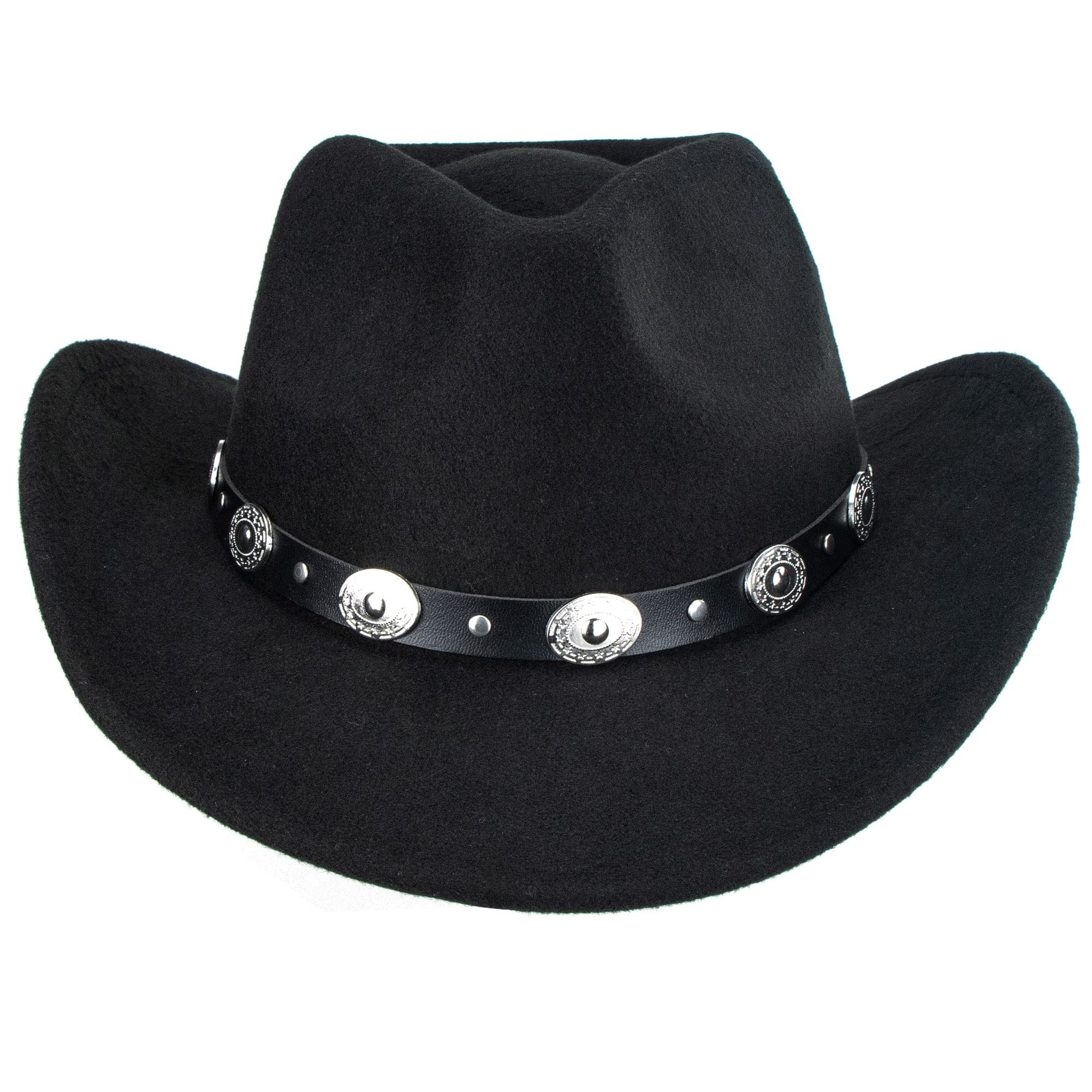 Utaly Womens Felt Western Cowboy Hats for Men Wide Brim Cowgirl Fedoras Hat with Belt Buckle