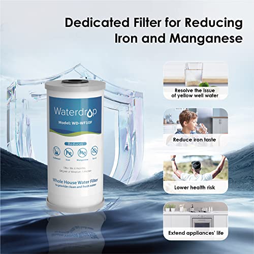 Waterdrop Whole House Water Filter System Reduce Iron & Manganese,with Replacement Cartridge & Manganese&Spin Down Sediment Filter