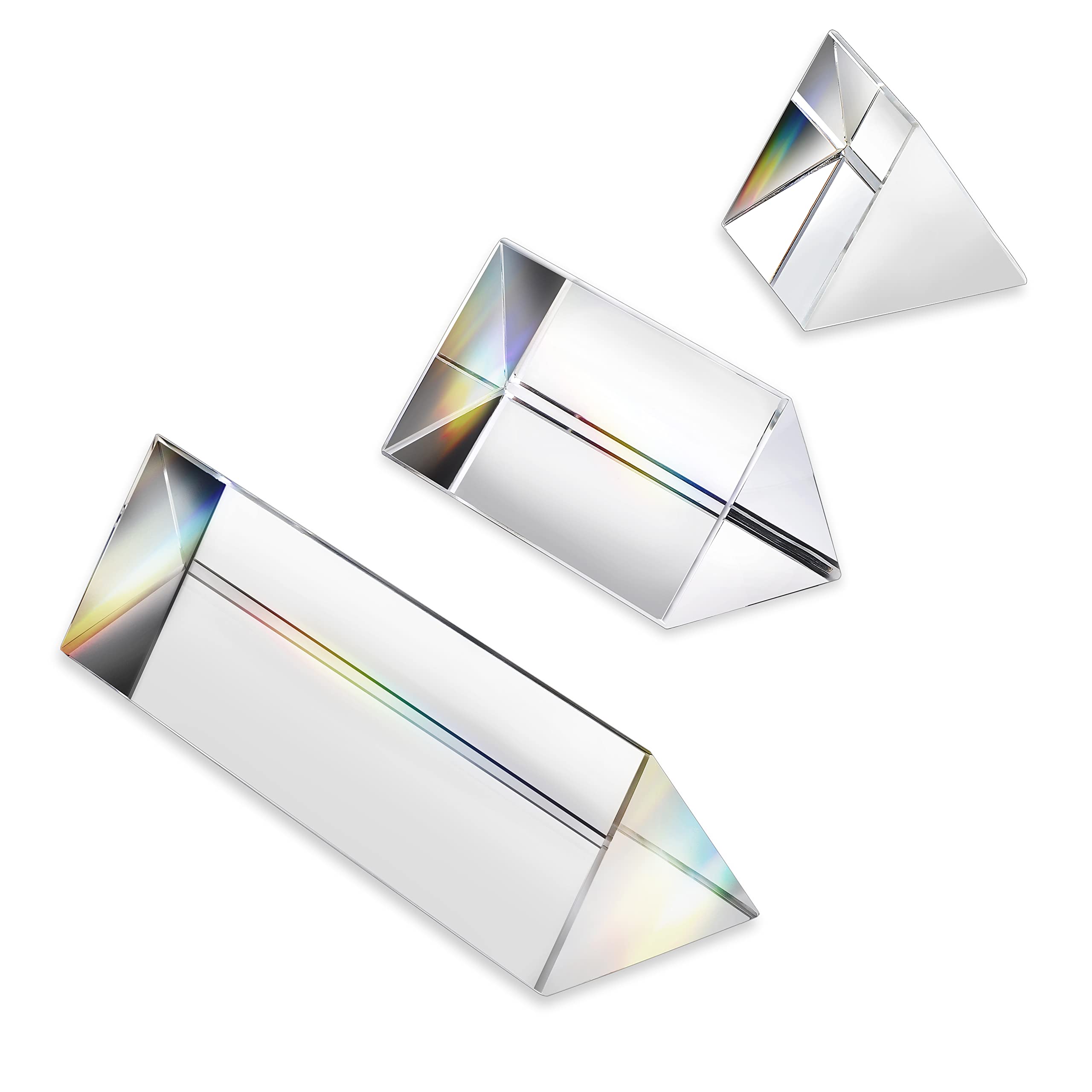 QFkris 7 Pack Crystal Photography Prism Set, Include 50mm Crystal Ball, 50mm Crystal Cube, 50mm Optical Pyramid, 25mm*1+50mm*2+100mm*1Triangular Prism