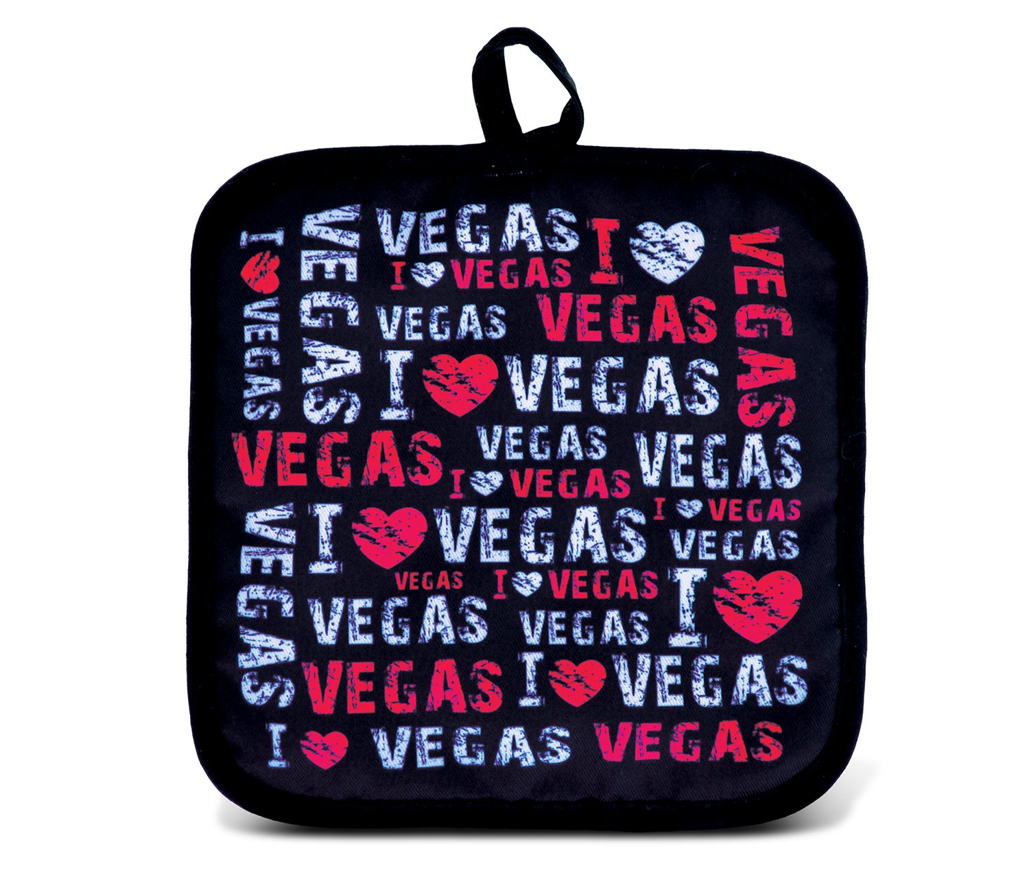 Puzzled Pot Holder & Oven Mitt Set I Love Vegas Kitchen Accessory Potholder Heat Resistant Non-Slip Grip Cooking Glove Machine Washable Baking Grilling BBQ Decorative Novelty Polyester Mitten Pink