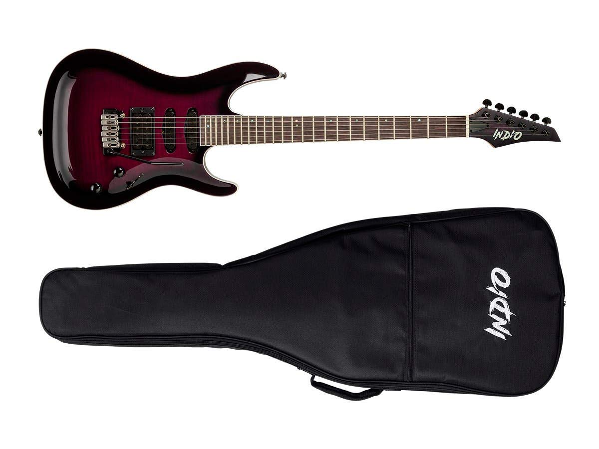 Monoprice Indio Series 6 String Solid-Body Electric Guitar, Right (610436), Purple