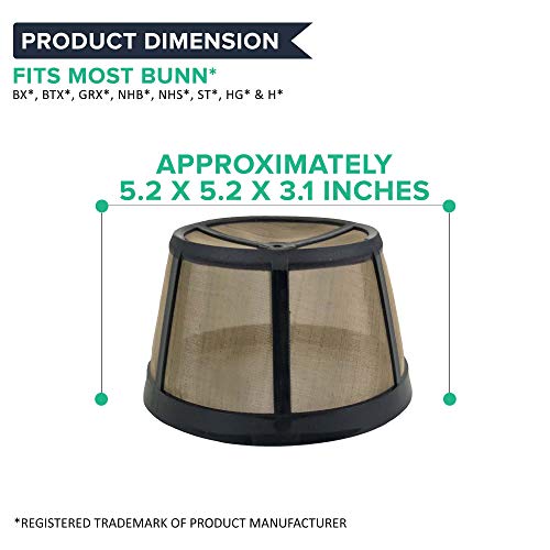Think Crucial Replacement Coffee Filter - Compatible with 18oz Bunn Coffee Makers Part # C60666 – Fits Most Bunn BX, BTX, GRX, NHB, NHS, ST, HG & H Models - Permanent Coffee Filters - 1 Pack